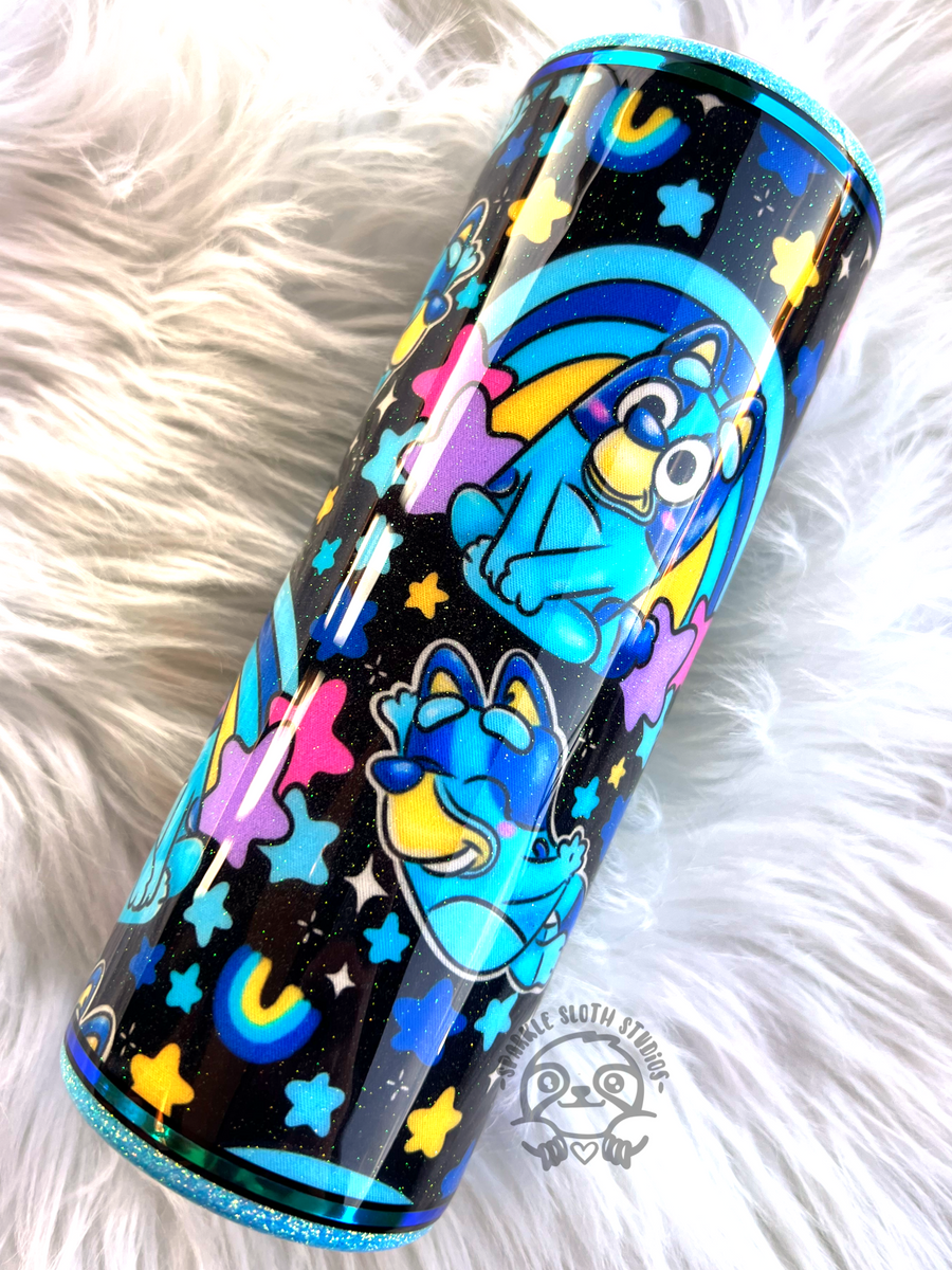 Blue, Bingo, & Muffin 20oz Skinnies – Sparkle Sloth